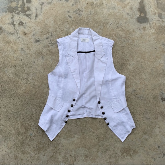Love Tree | Tops | Love Tree Womens White Linen Vest With Front Buttons ...